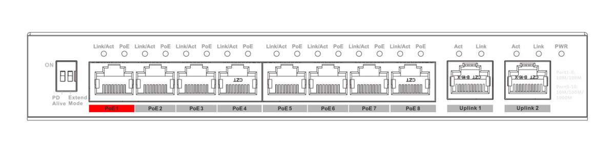 GOLIATH 8-Port PoE Switch | +2 Base-T/X Port | 10/100/1000 Mbps | Max ...